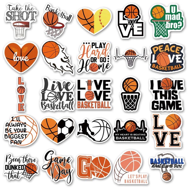 Basketball Stickers Pack:diy Creative Waterproof Vinyl Decals （50 ...