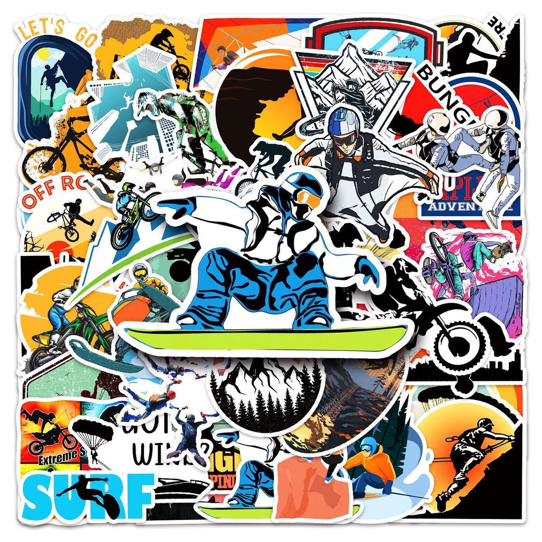 Extreme Sports Stickers Pack: DIY Waterproof Vinyl Decals for Laptop ...