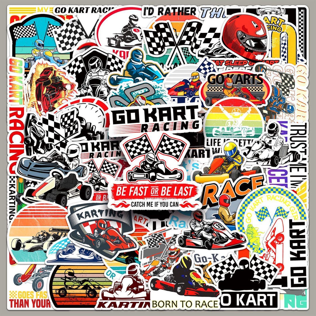 50pcs/set Go Kart Racing Stickers Pack,karting Stickers,christmas ...