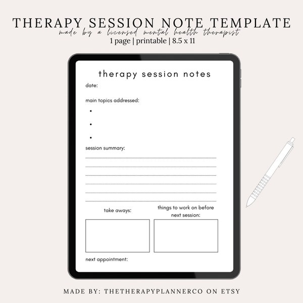 Therapy Progress Note Template Digital - Etsy