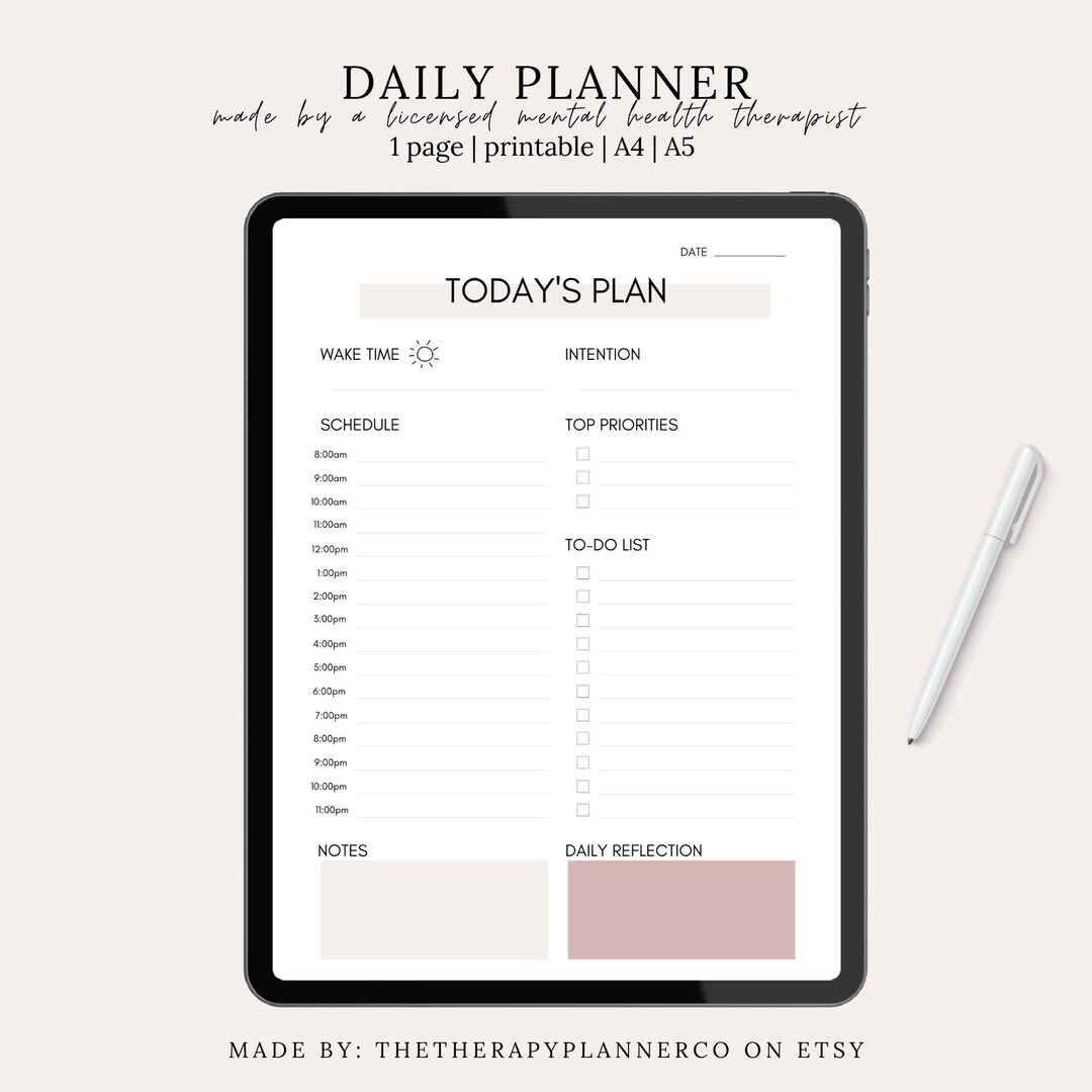 Printable or Digital Daily Planner, Mood Tracker, Task Tracker, ADHD ...