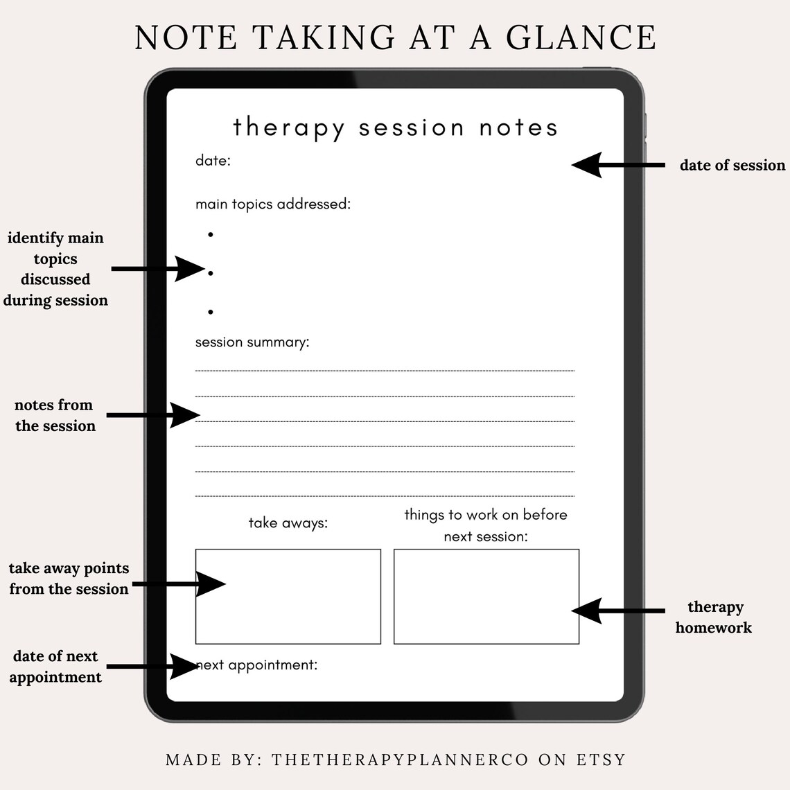 Therapy Note Sheets, Therapy Worksheet, Therapy Note Template, Therapy ...