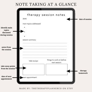 Therapy Session Note Template, Counseling Notes (PDF, Goodnotes) - Etsy