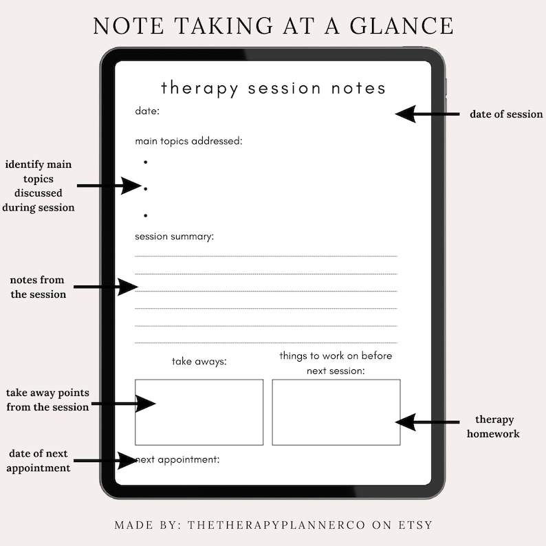 Therapy Note Sheets, Therapy Worksheet, Therapy Note Template, Therapy ...