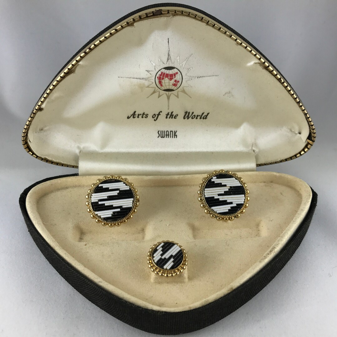 Vintage Swank Mosaic Tile Cufflinks and Tie Pin From Italy - Arts of ...