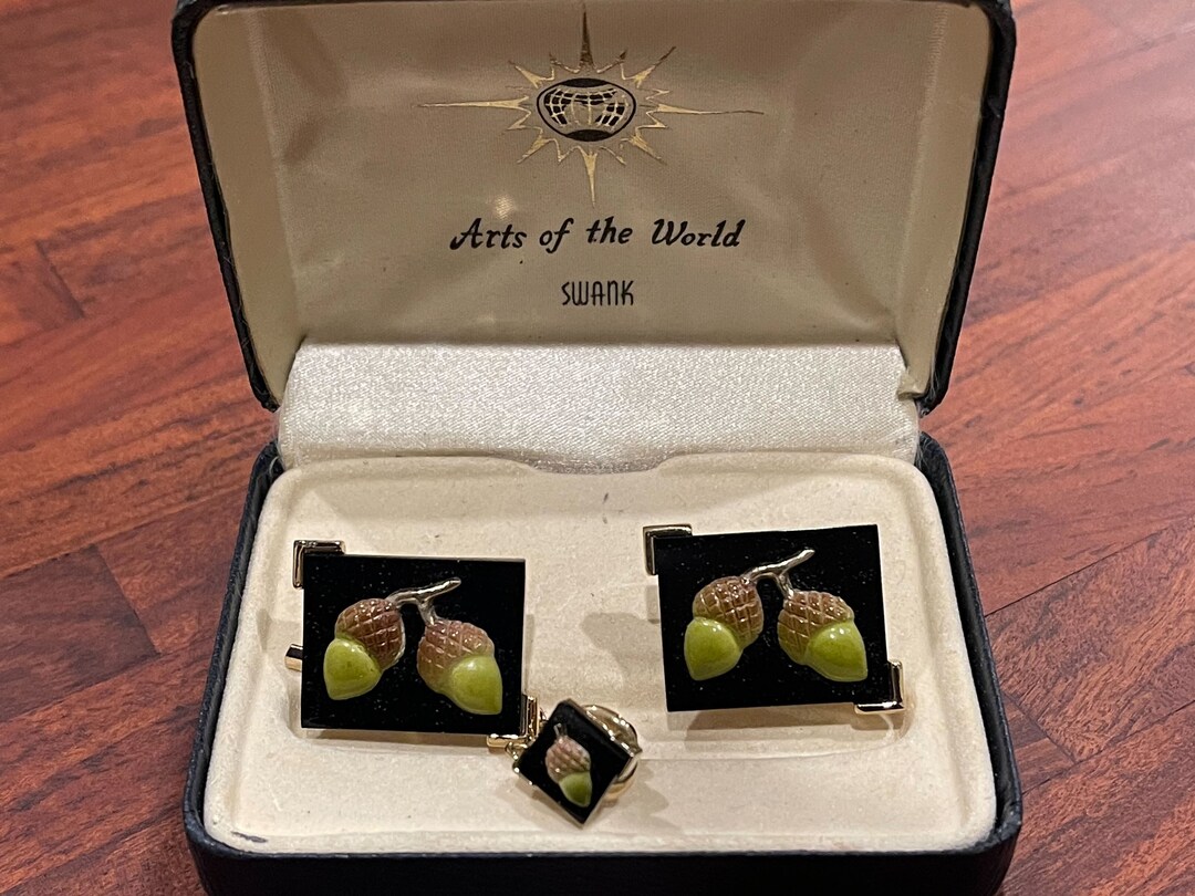 Unique and Very Rare Vintage Swank Acorn Cufflinks and Tie Pin That POP ...