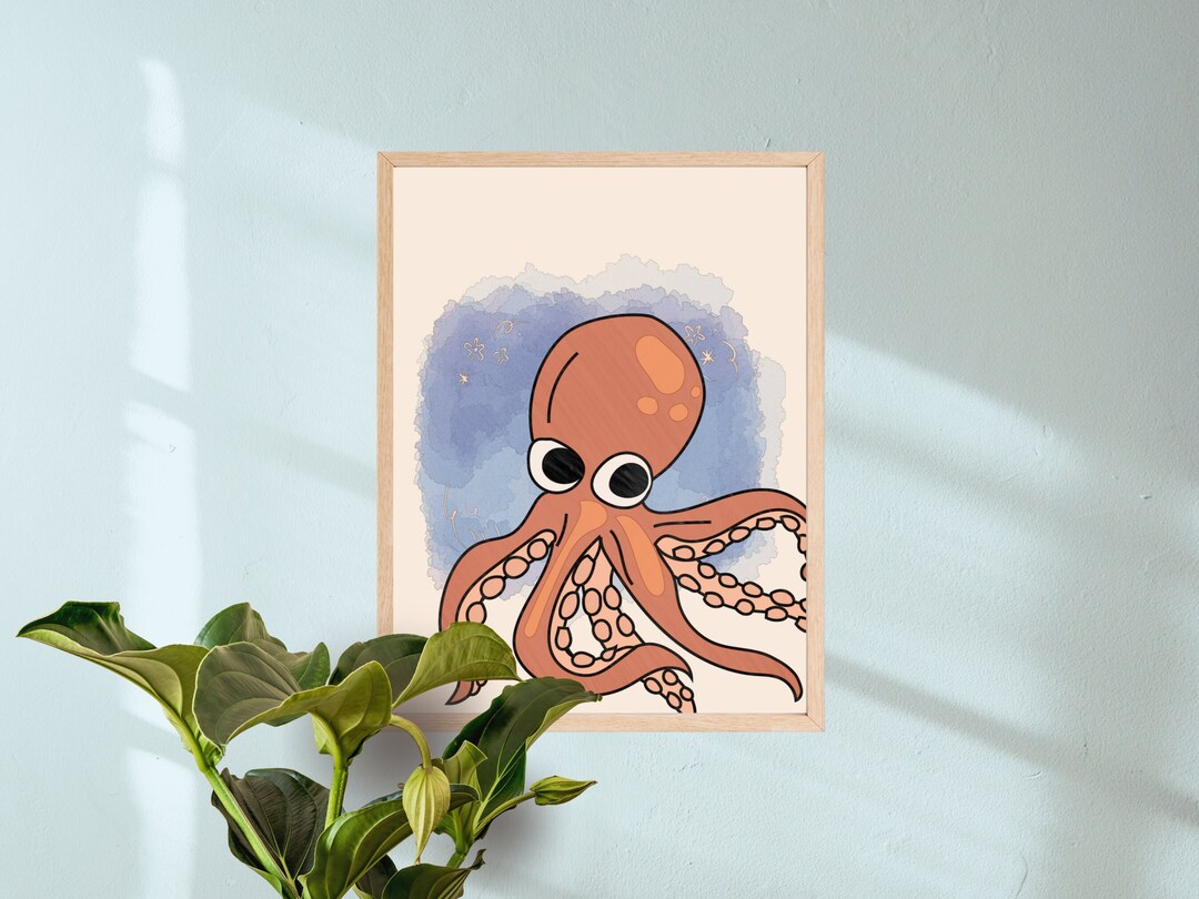 Marcellus the Octopus Digital Download, Watercolor Art, Decor for Child ...