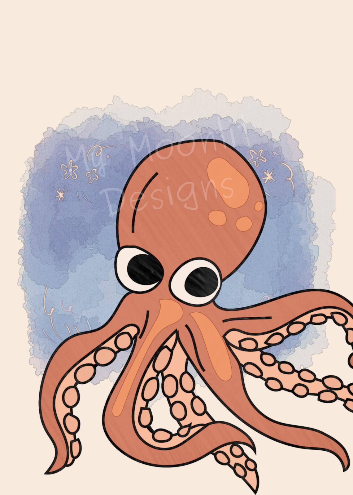 Marcellus the Octopus Digital Download, Watercolor Art, Decor for Child ...