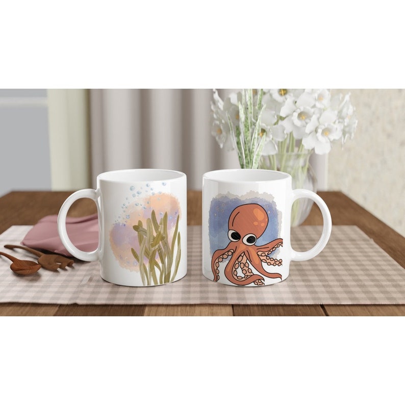 Marcellus the Octopus Mug, Beautiful Sea Life Design, Original Graphic ...