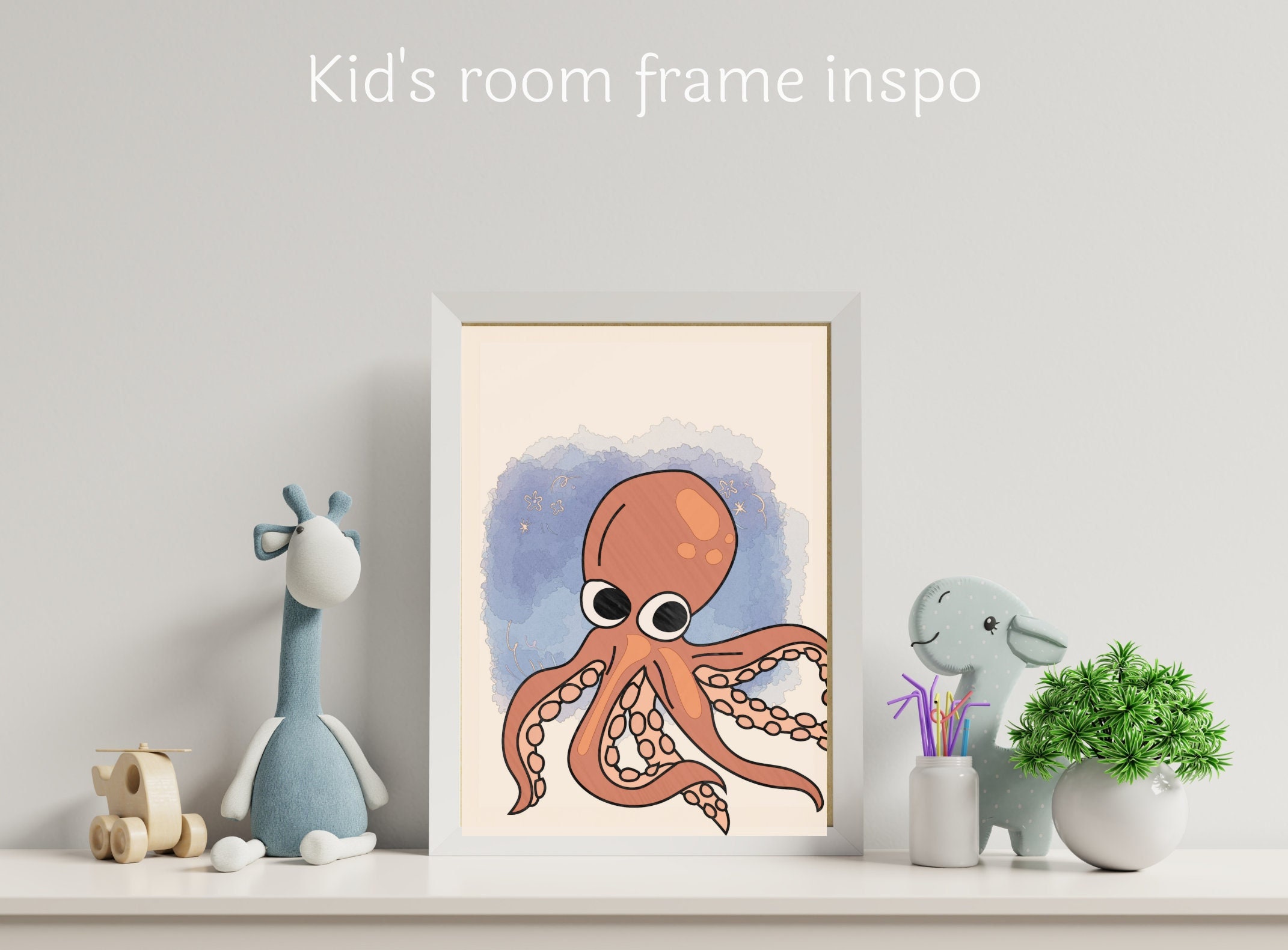 Marcellus the Octopus Digital Download, Watercolor Art, Decor for Child ...