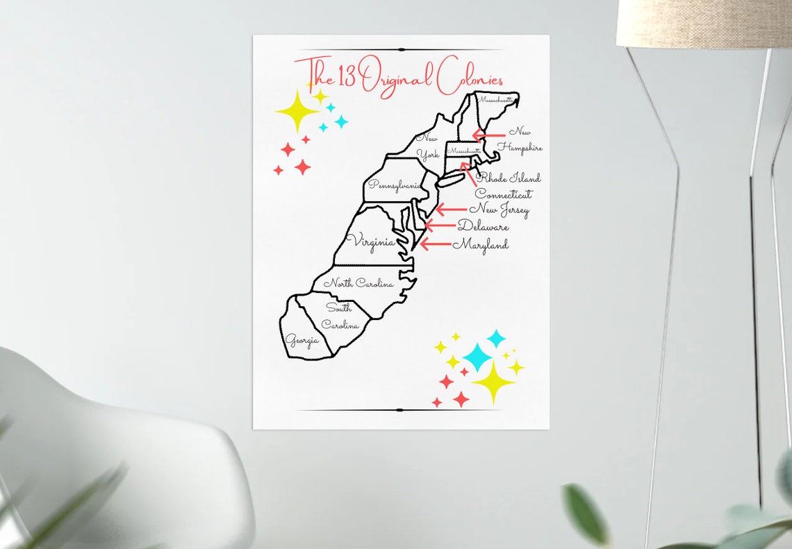 Printable Original 13 American Colonies Poster - Etsy