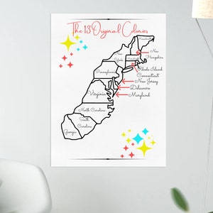 Printable Original 13 American Colonies Poster - Etsy
