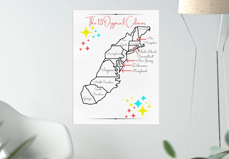 Printable Original 13 American Colonies Poster - Etsy