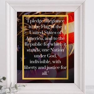 Pledge of Allegiance Inspirational Quote Poster - Etsy