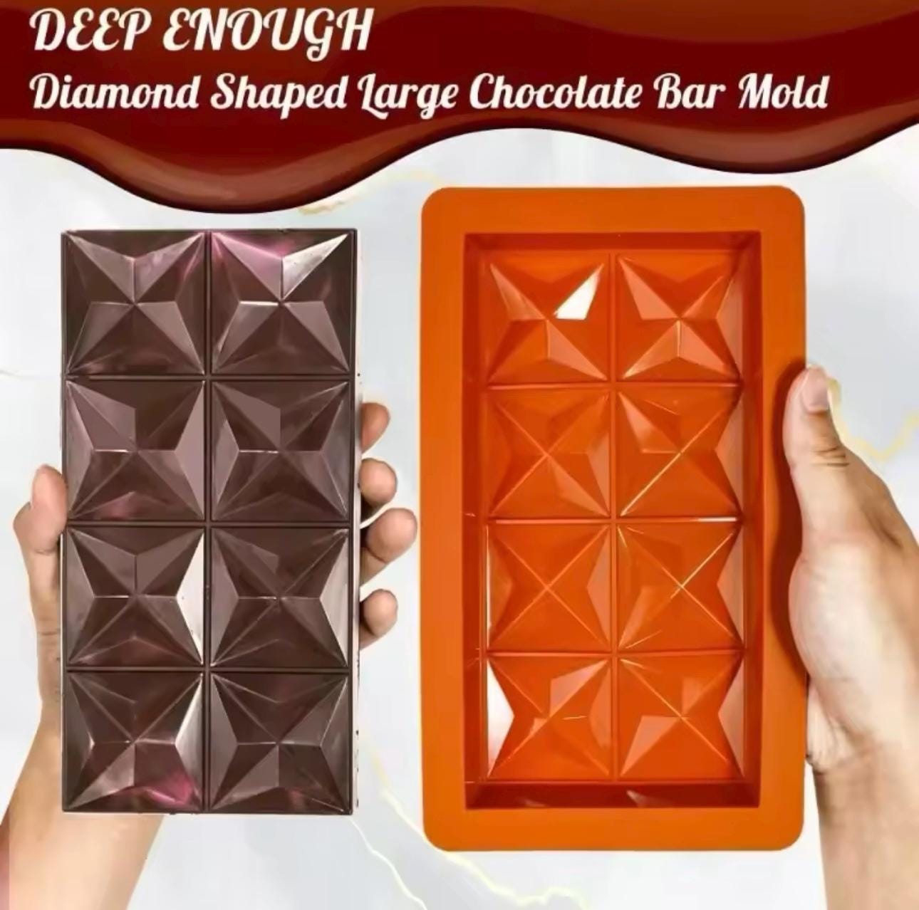 Dubai Chocolate Bar Mold, Pistachio Filling Chocolate Mold, Diamond ...