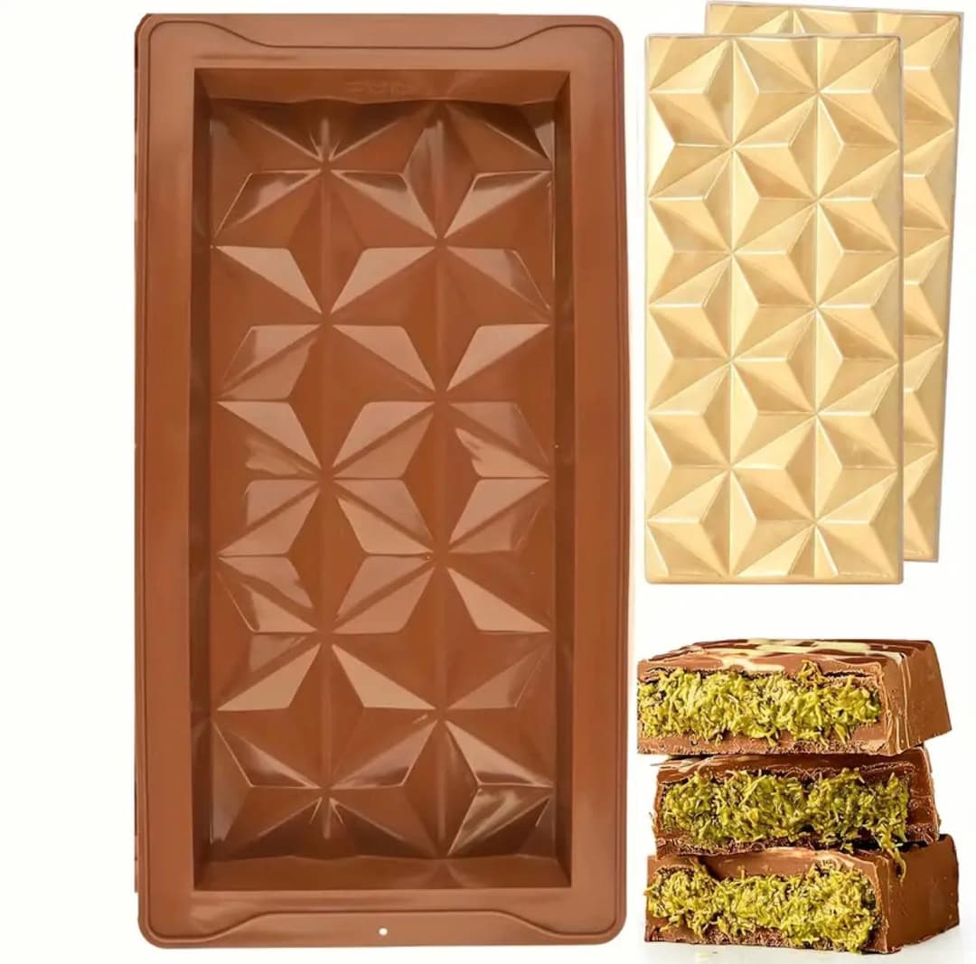 Dubai Chocolate Bar Mold, Pistachio Filling Chocolate Mold, Diamond ...