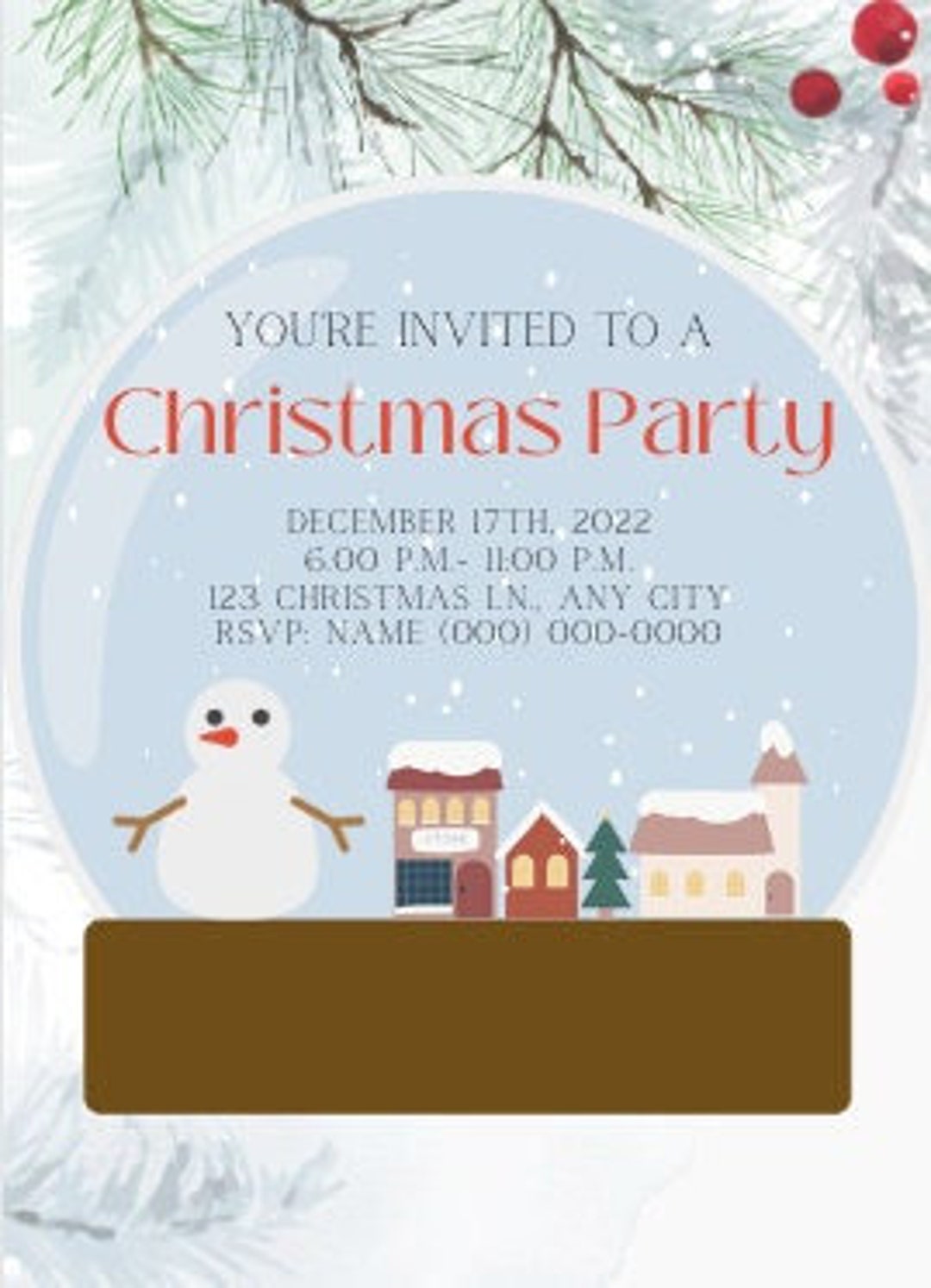 Snow Globe Christmas Party Invitation - Etsy
