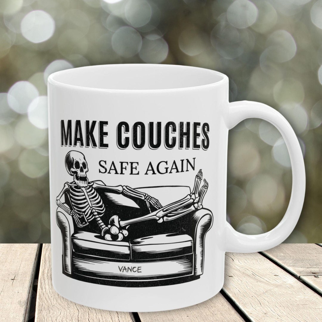 Weird JD Vance Couch Mug, Funny Halloween Skeleton, 2024 Election Anti ...