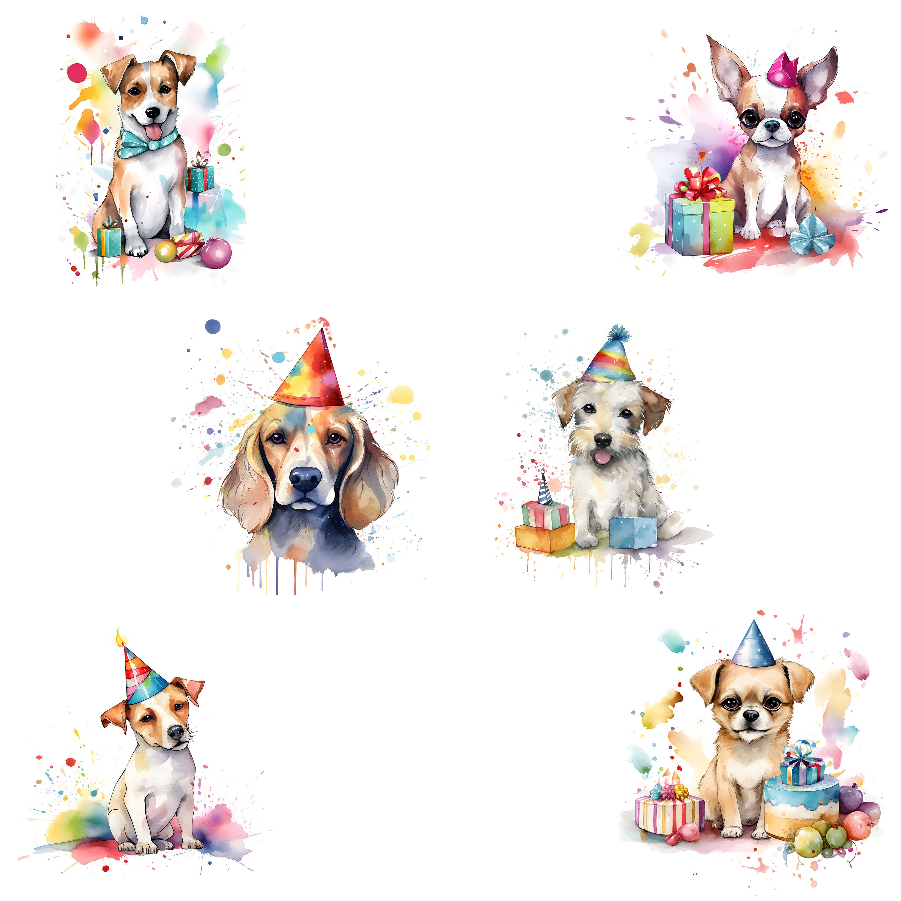 24 Adorable Birthday Puppy Clipart in High-quality JPG Format - Perfect ...
