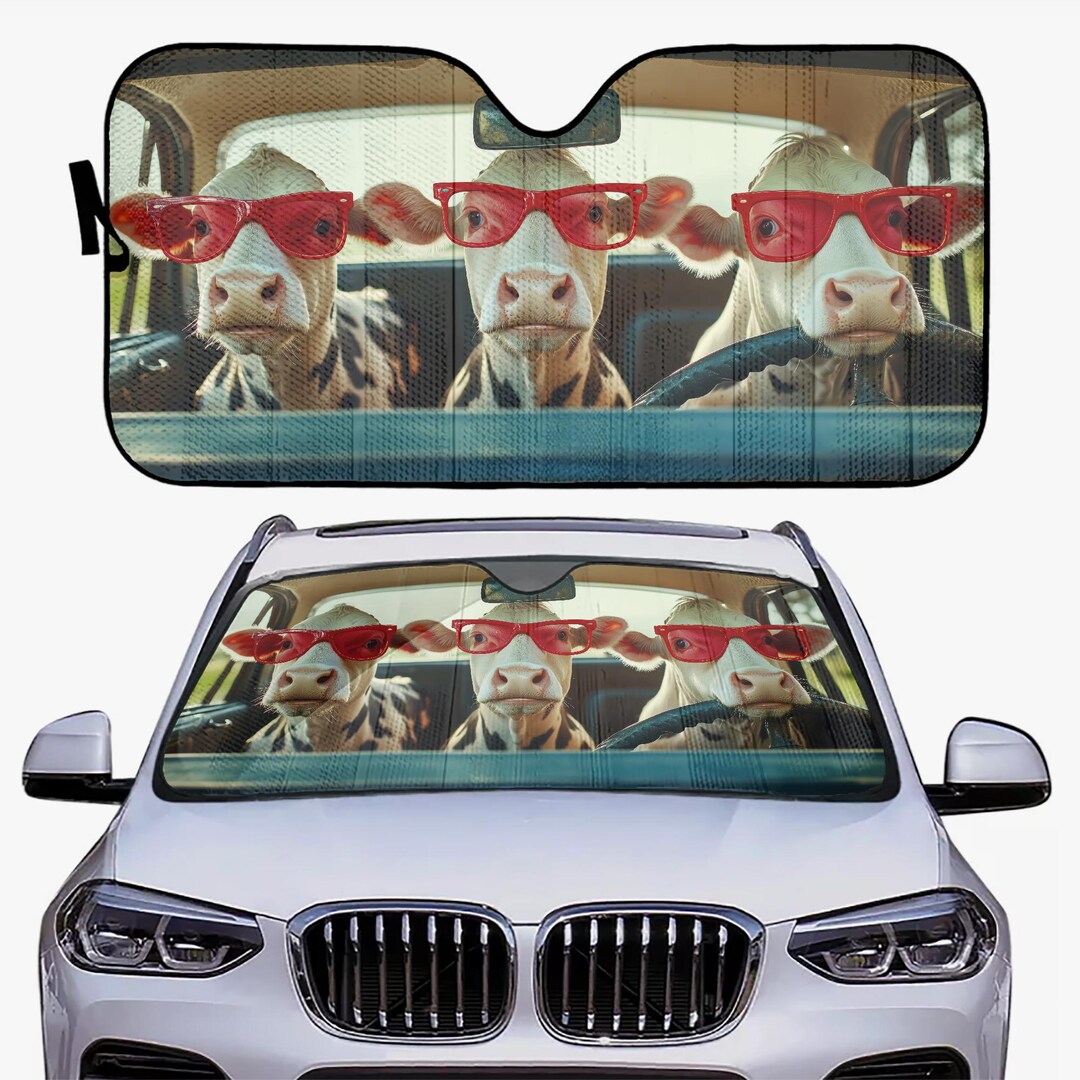 Cute and Stylish Cow-themed, Offering UV Protection for Your Windshield ...