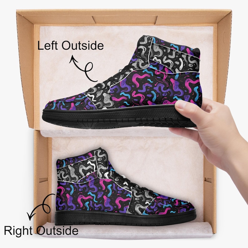 Vibrant Neon Wave High-top Sneakers – Unique and Bold Footwear for ...