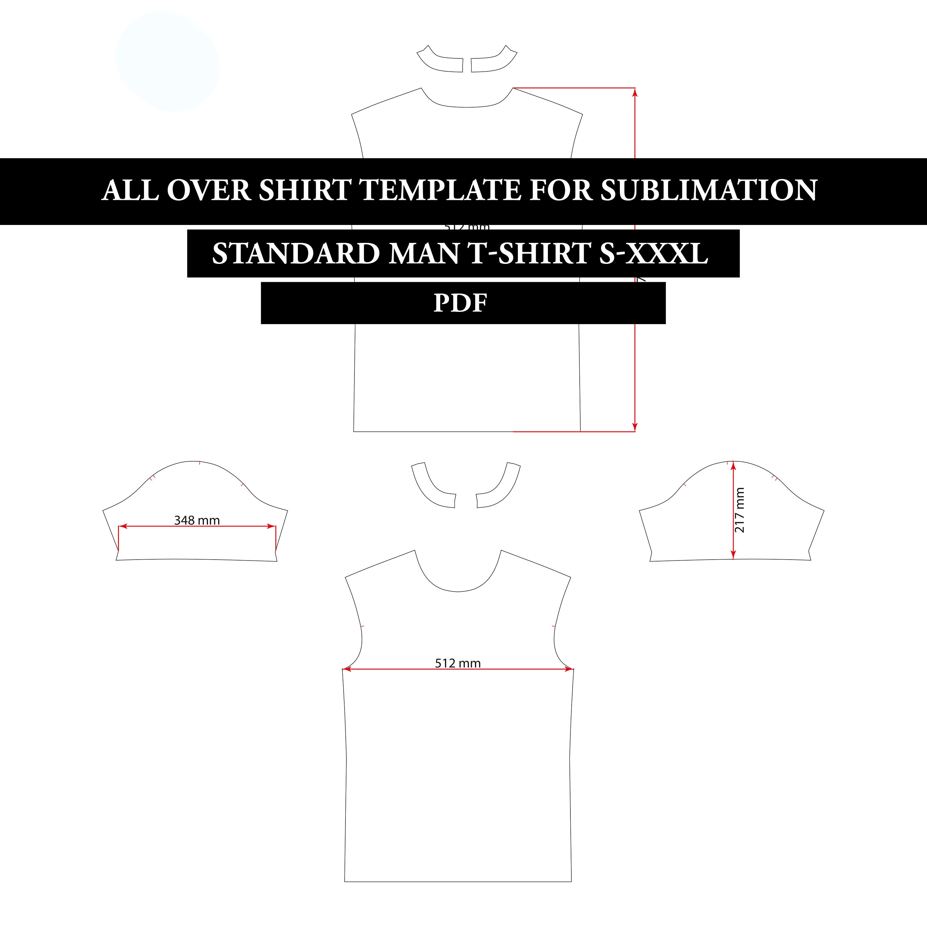 All Over Man Standard T-shirt Template PDF Sewing Pattern, for ...