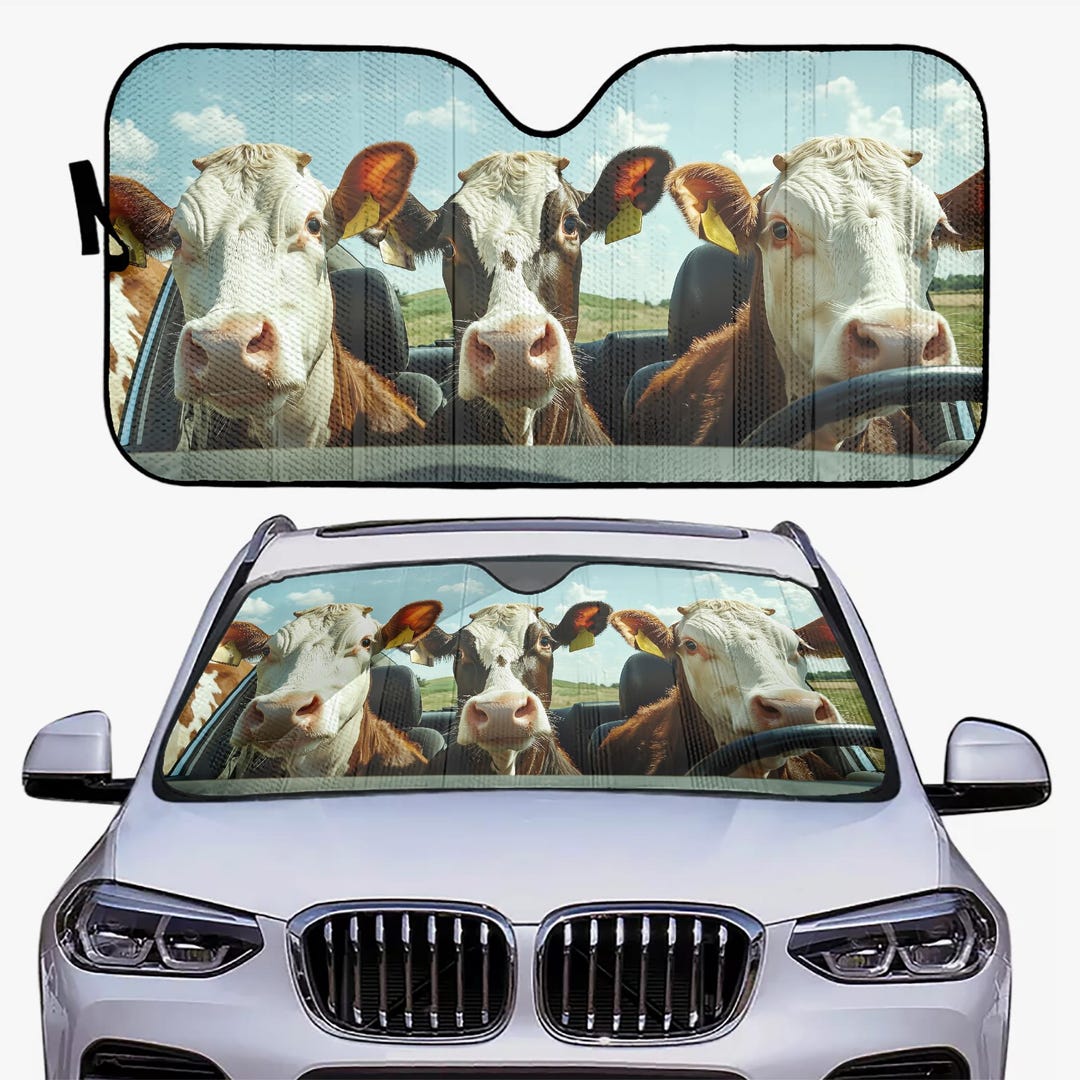 Cute and Stylish Cow-themed, Offering UV Protection for Your Windshield ...