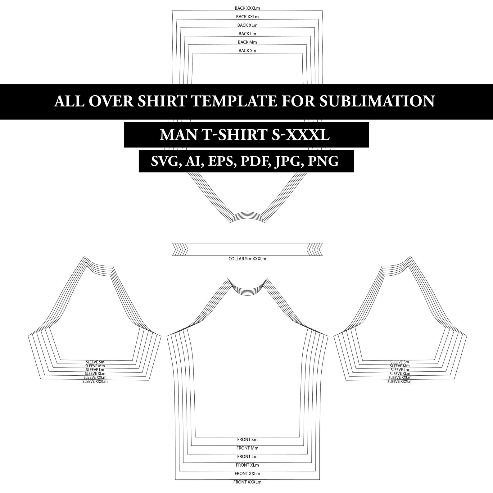 All Over Man Shirt Template PDF Sewing Pattern, for Sublimation, Svg ...