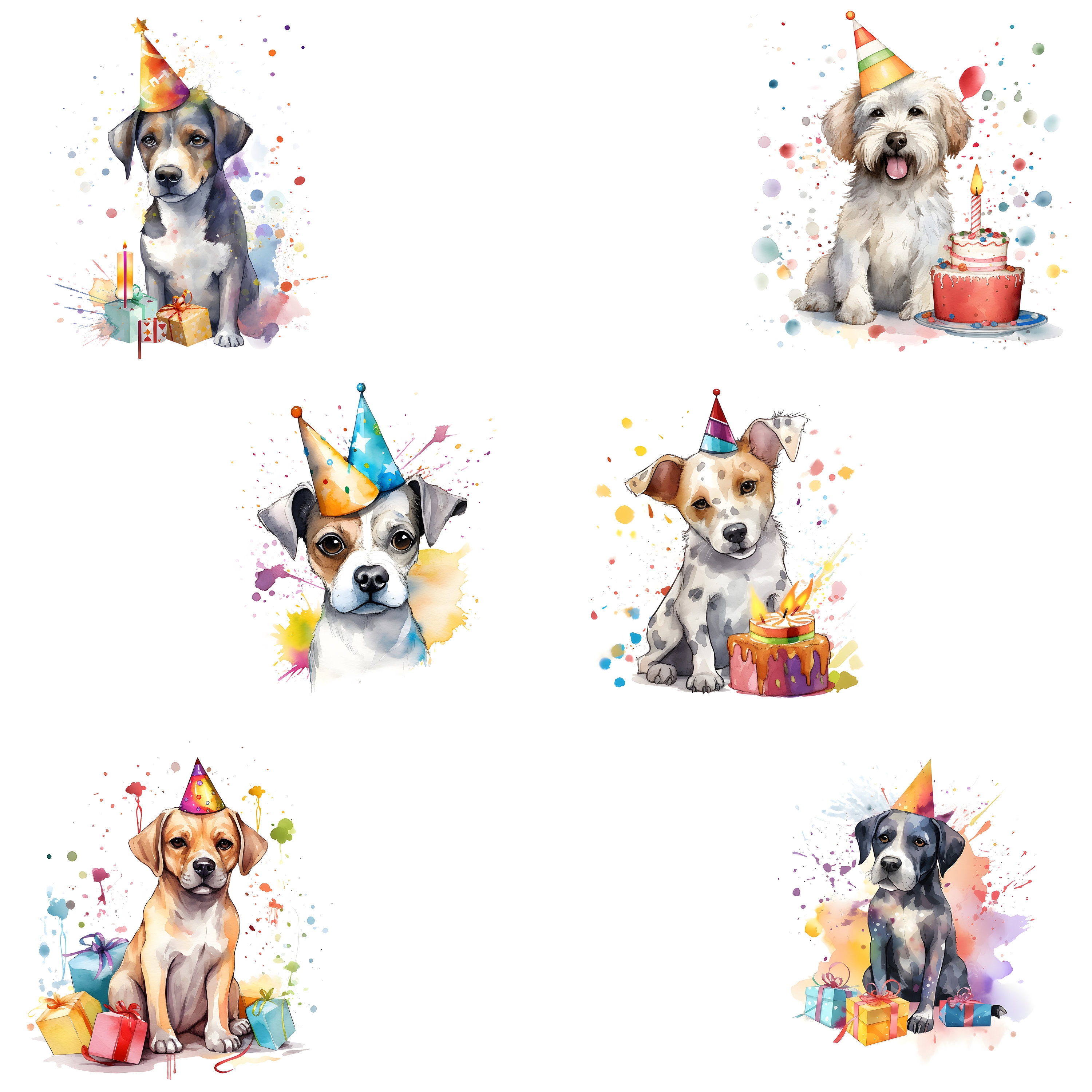 24 Adorable Birthday Puppy Clipart in High-quality JPG Format - Perfect ...