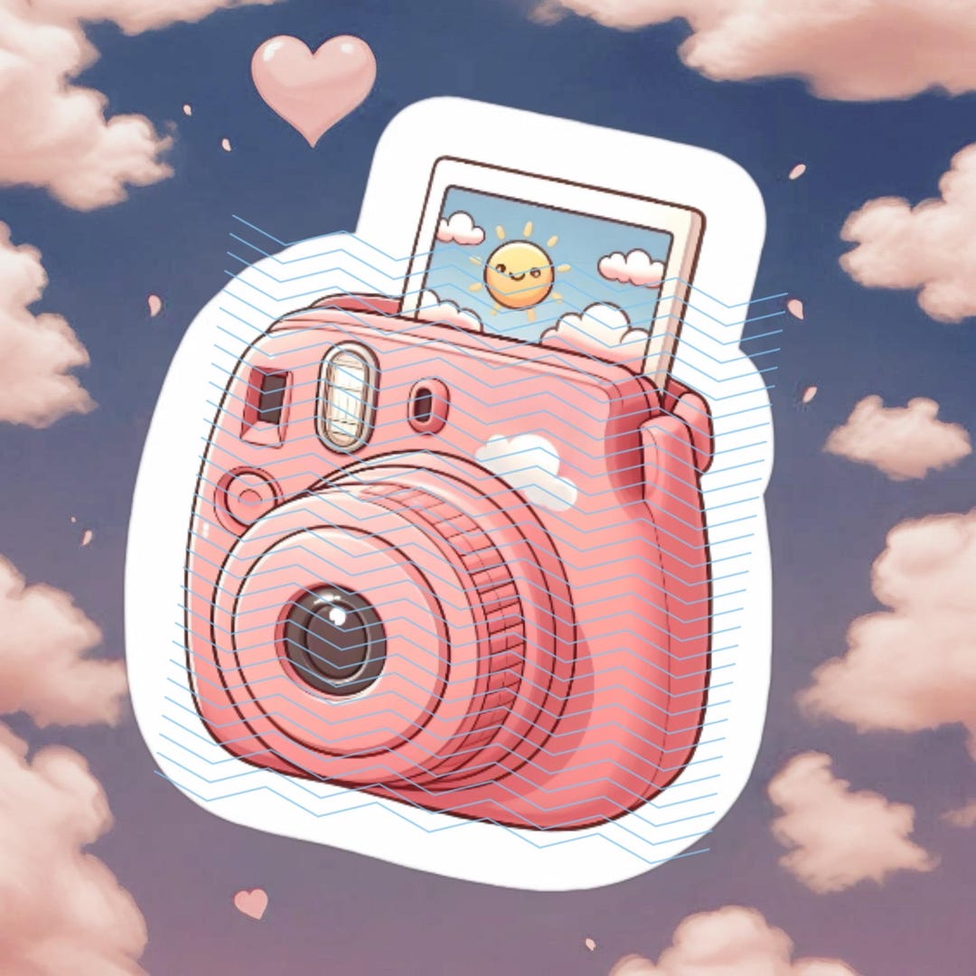 Cute Pink Insta Camera Sticker, Pink Insta Camera Sticker, Insta Camera ...