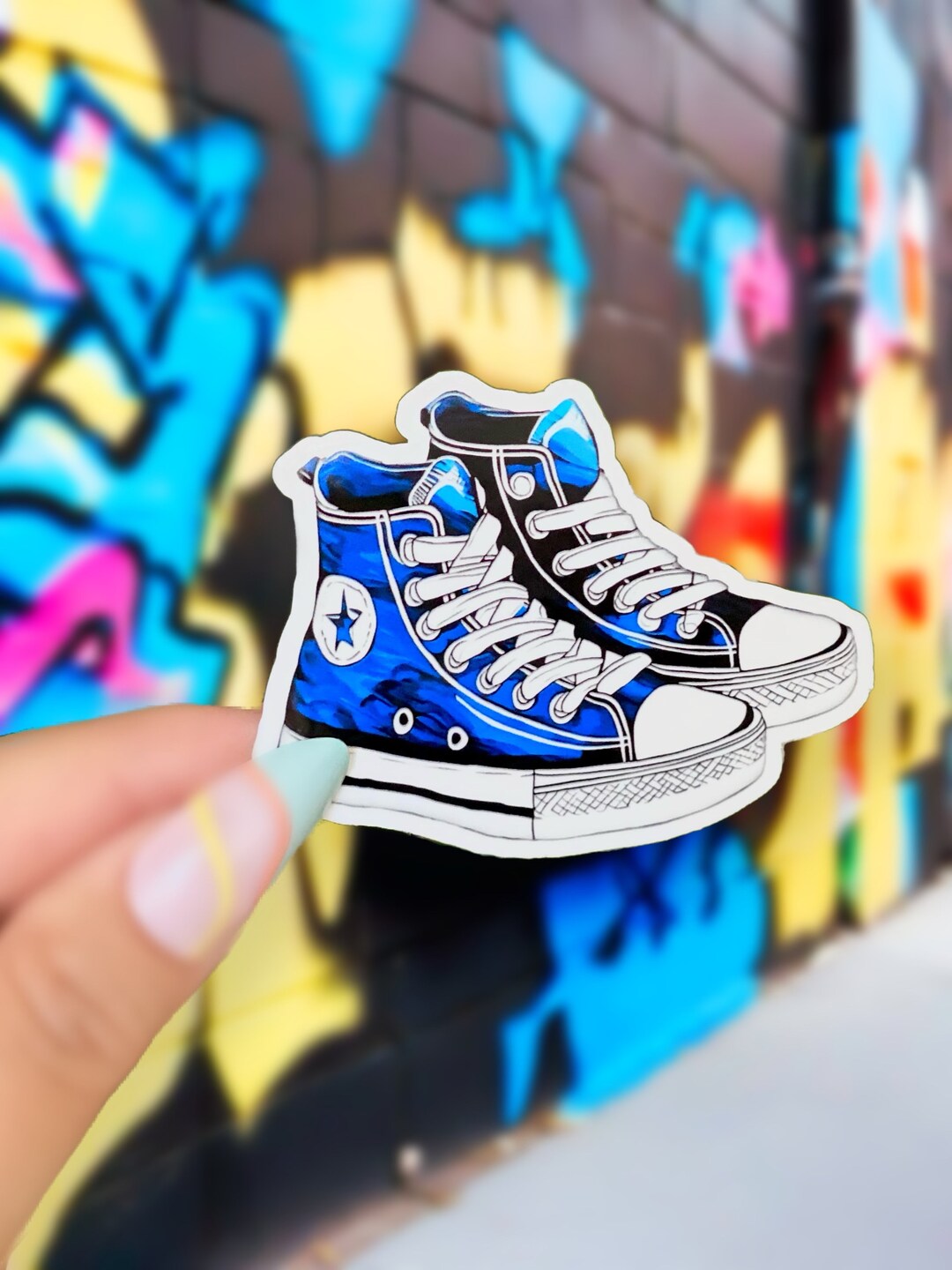 Sneaker Sticker, Sneaker Head Sticker, Blue Sneakers Sticker - Etsy
