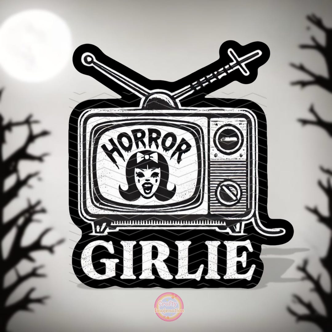 B&W Horror Girlie Sticker, Horror Girlie Sticker, Gothic Sticker ...