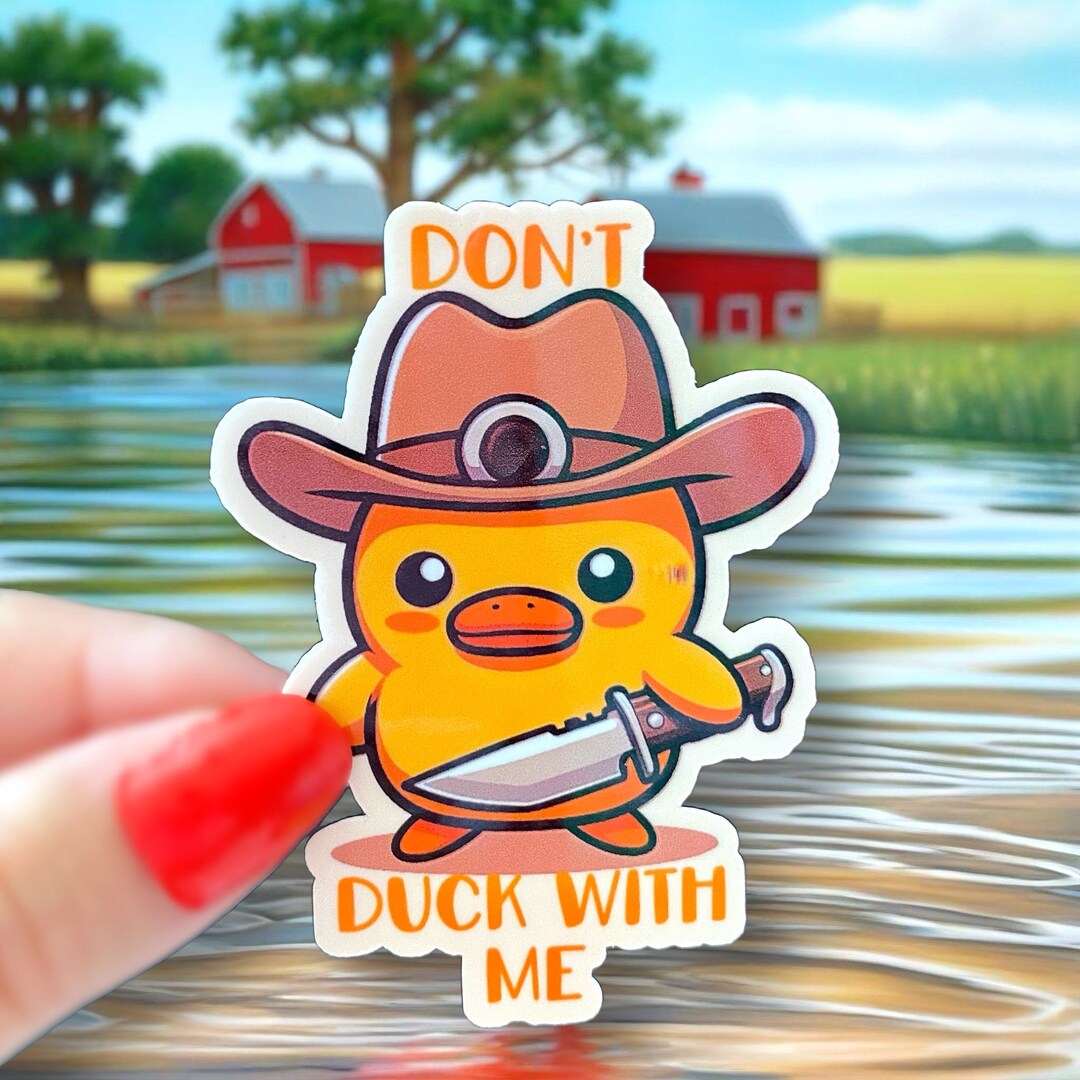 Cowboy Duck Sticker: "fight Me" Ducky - 2.7'' - Etsy