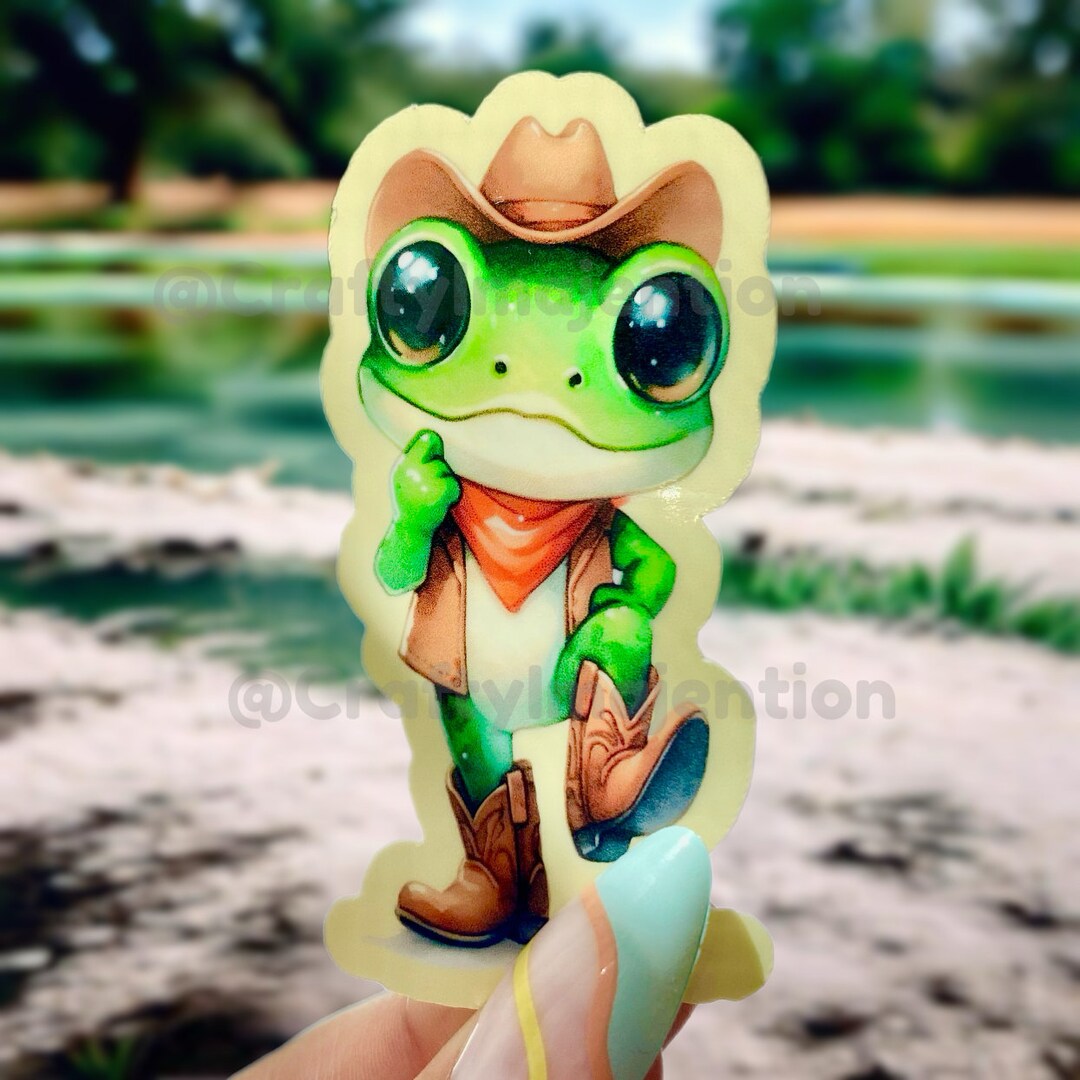 Cowboy Frog Sticker, Cute Frog Sticker, Frog Sticker, Cowboy Hat ...