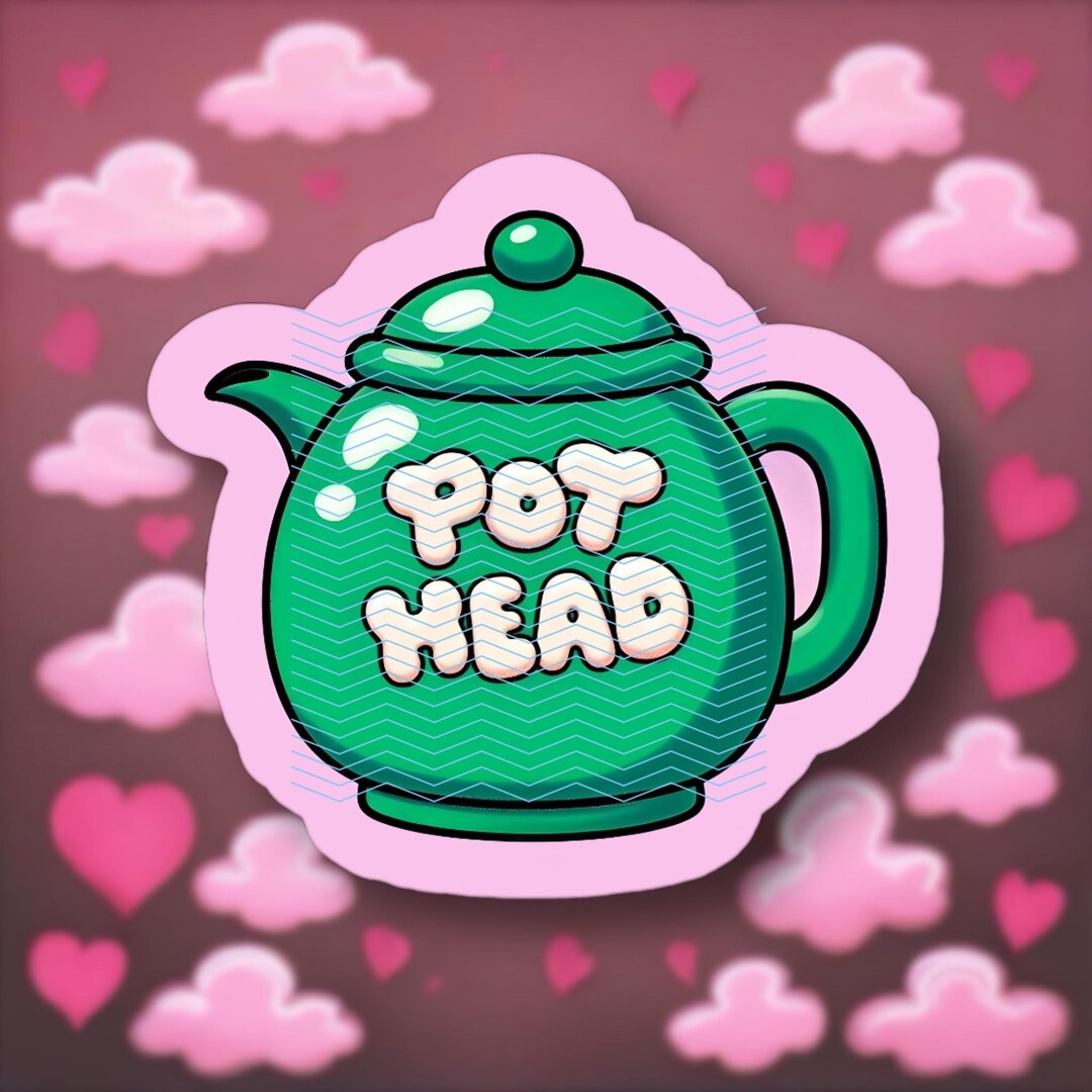 Green Pothead Sticker, Coffee Pot Sticker, Pot Head Sticker, Coffee ...