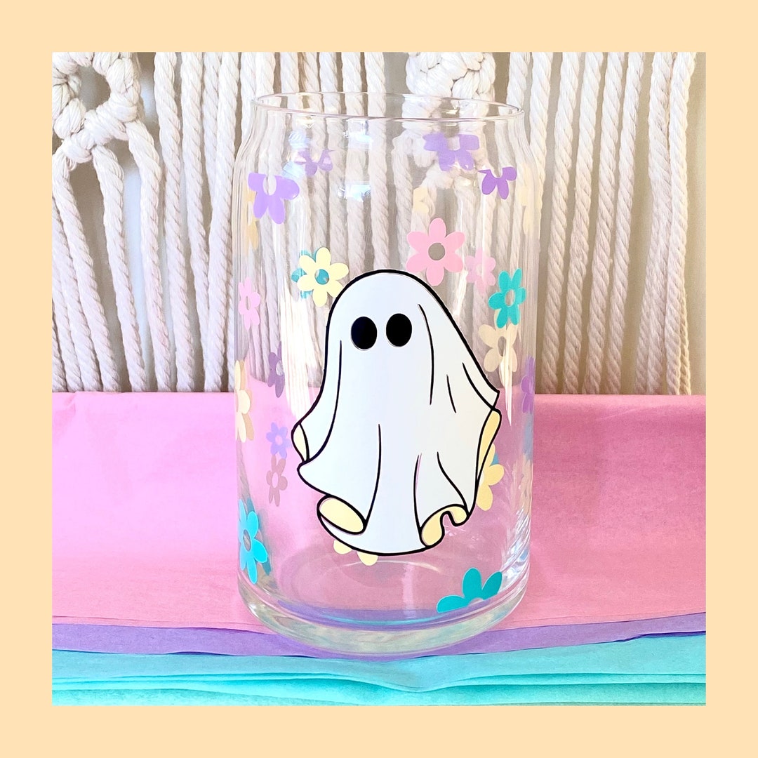 Floral Ghost Cup, Flower Ghost Cup, Floral Glass Cup, SPRING Ghost Cup ...