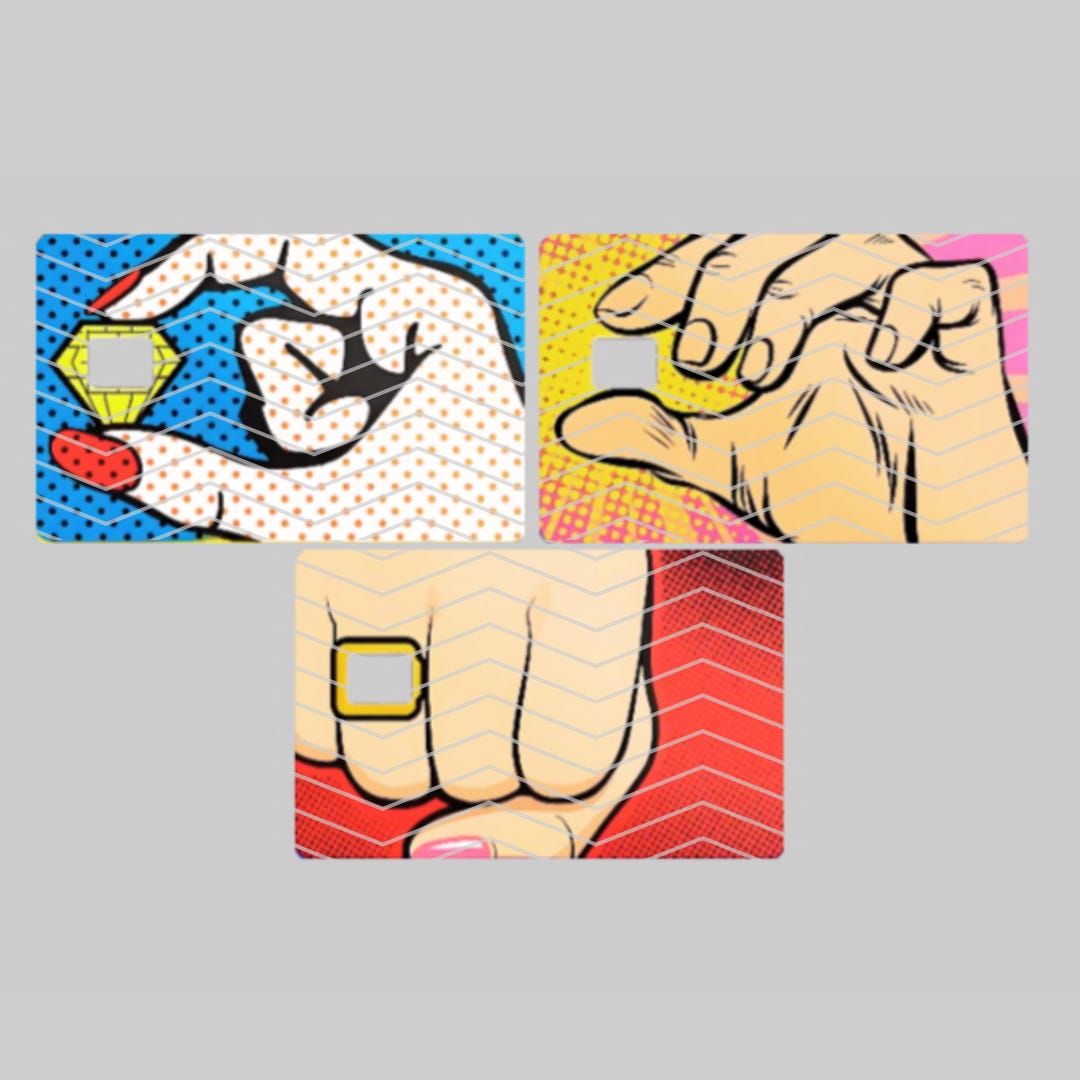 Pop Art Hands Credit Debit Card Sticker, Pop Art Card Cover, Pop Art ...