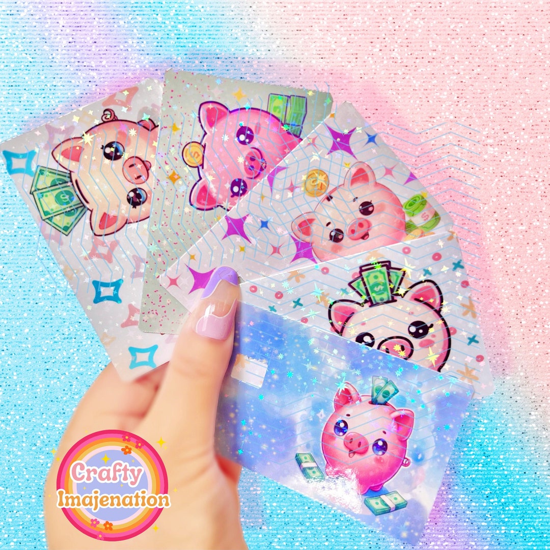 Piggybank Credit Debit Card Sticker, Glitter Piggy Credit Card Sticker ...
