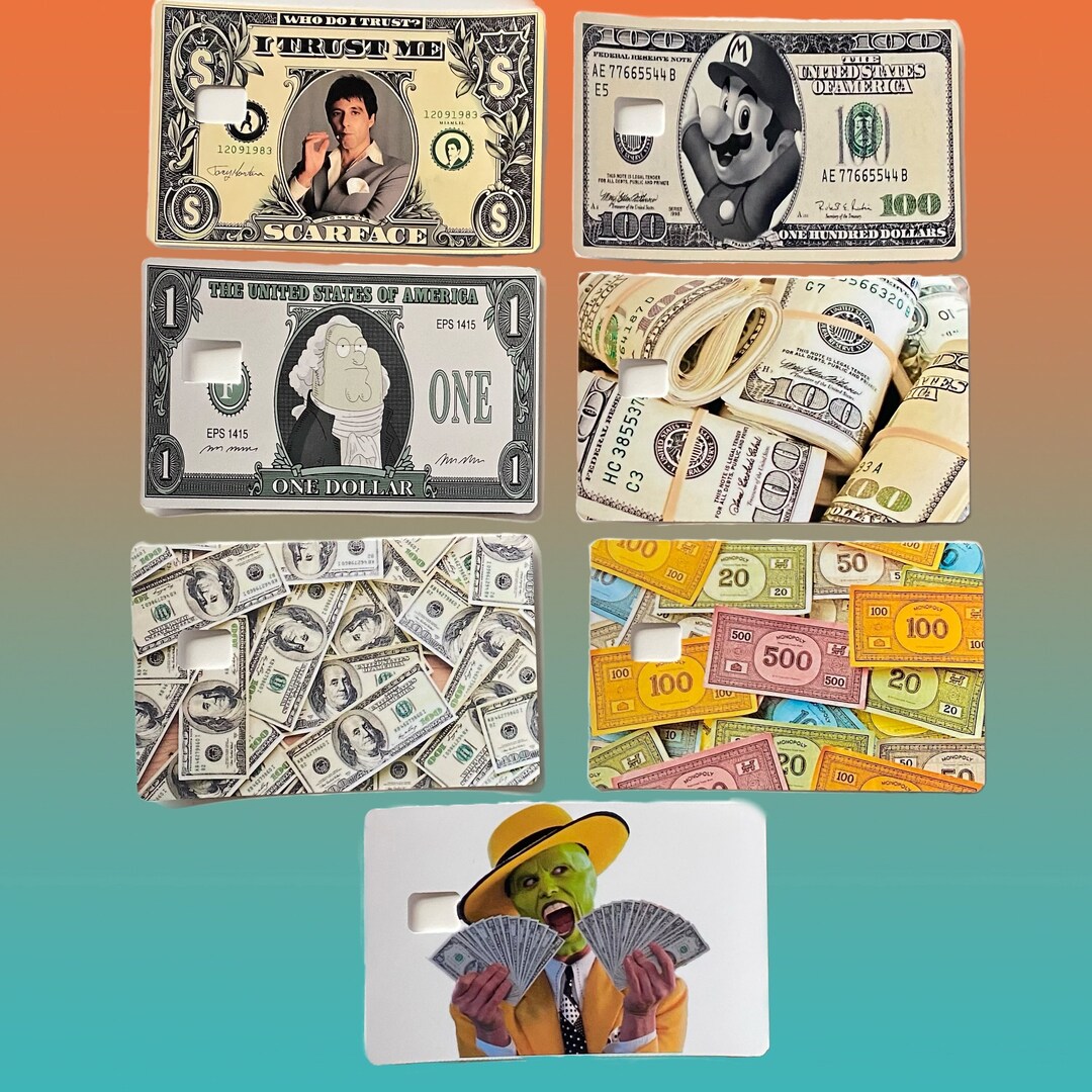 Money Credit Debit Card Sticker, Cartoon Money Credit Debit Card Cover ...