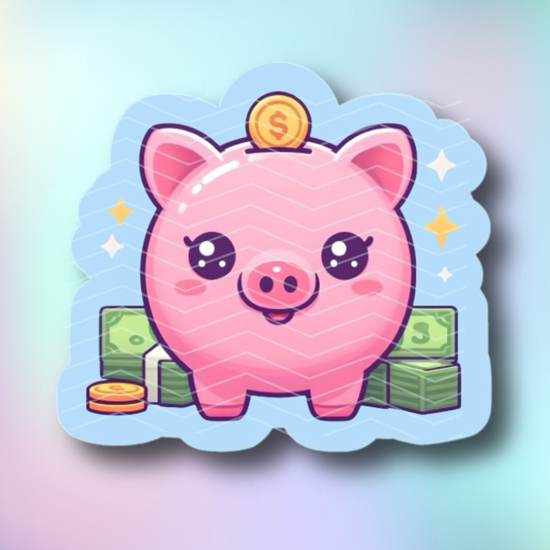 Blue Piggy Sticker, Piggybank Sticker, Piggy Bank Sticker, Piggy ...