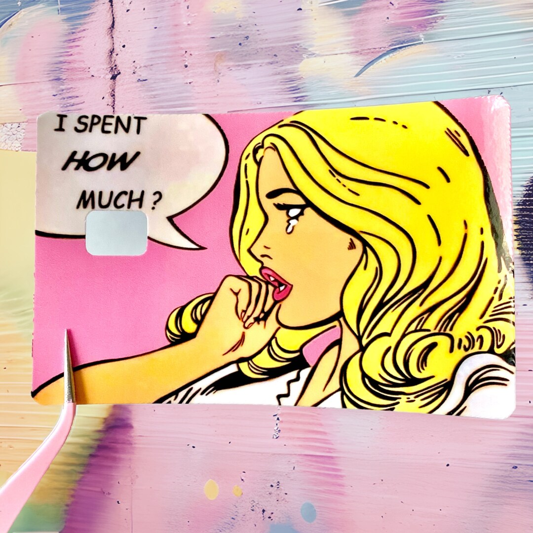 Pop Art Credit Debit Card Sticker, Pink Aesthetic Credit Card Sticker ...