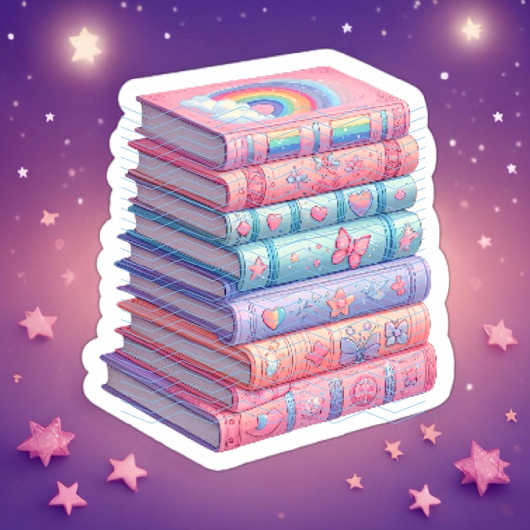 Pastel Book Stack Sticker: Kawaii Style Books - Etsy