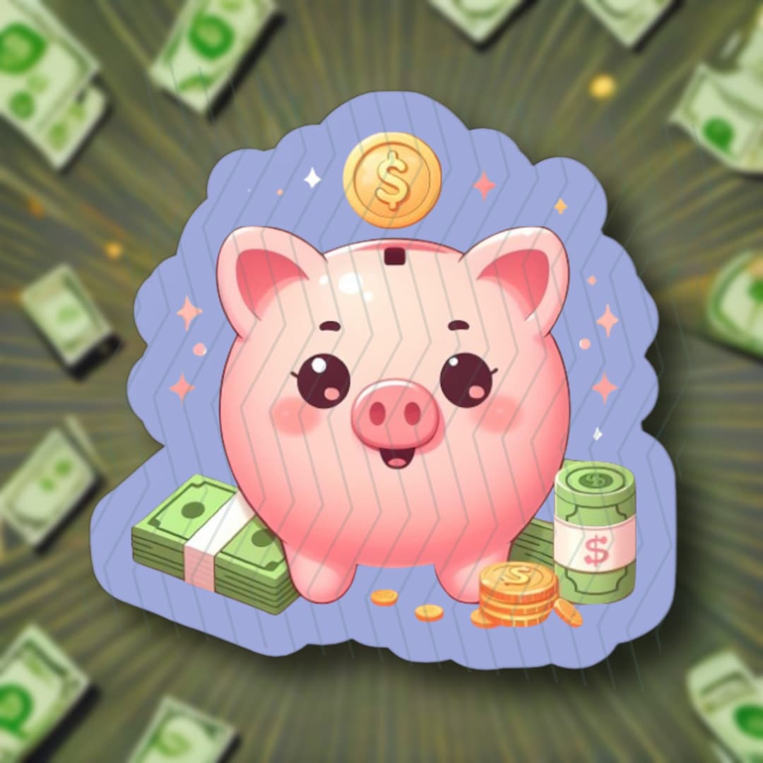 Purple Piggy Sticker, Piggybank Sticker, Piggy Bank Sticker, Piggy ...