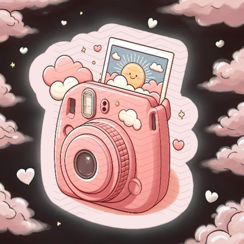 Pink Camera Sticker, Pink Insta Camera Sticker, Insta Camera Sticker ...