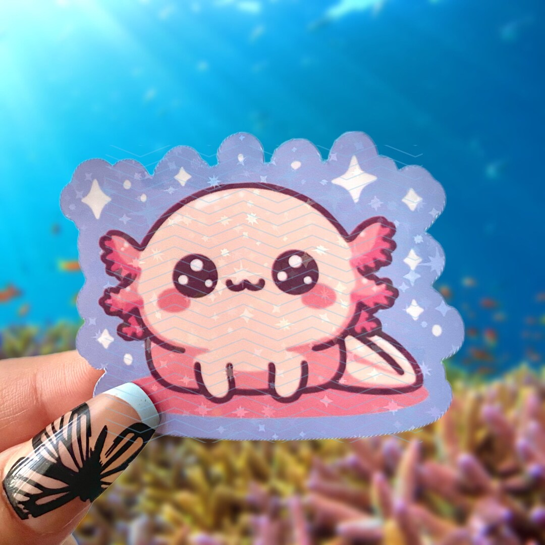 Axolotl Sticker, Pink & Purple Axolotl Sticker, Cute Axolotl Sticker ...