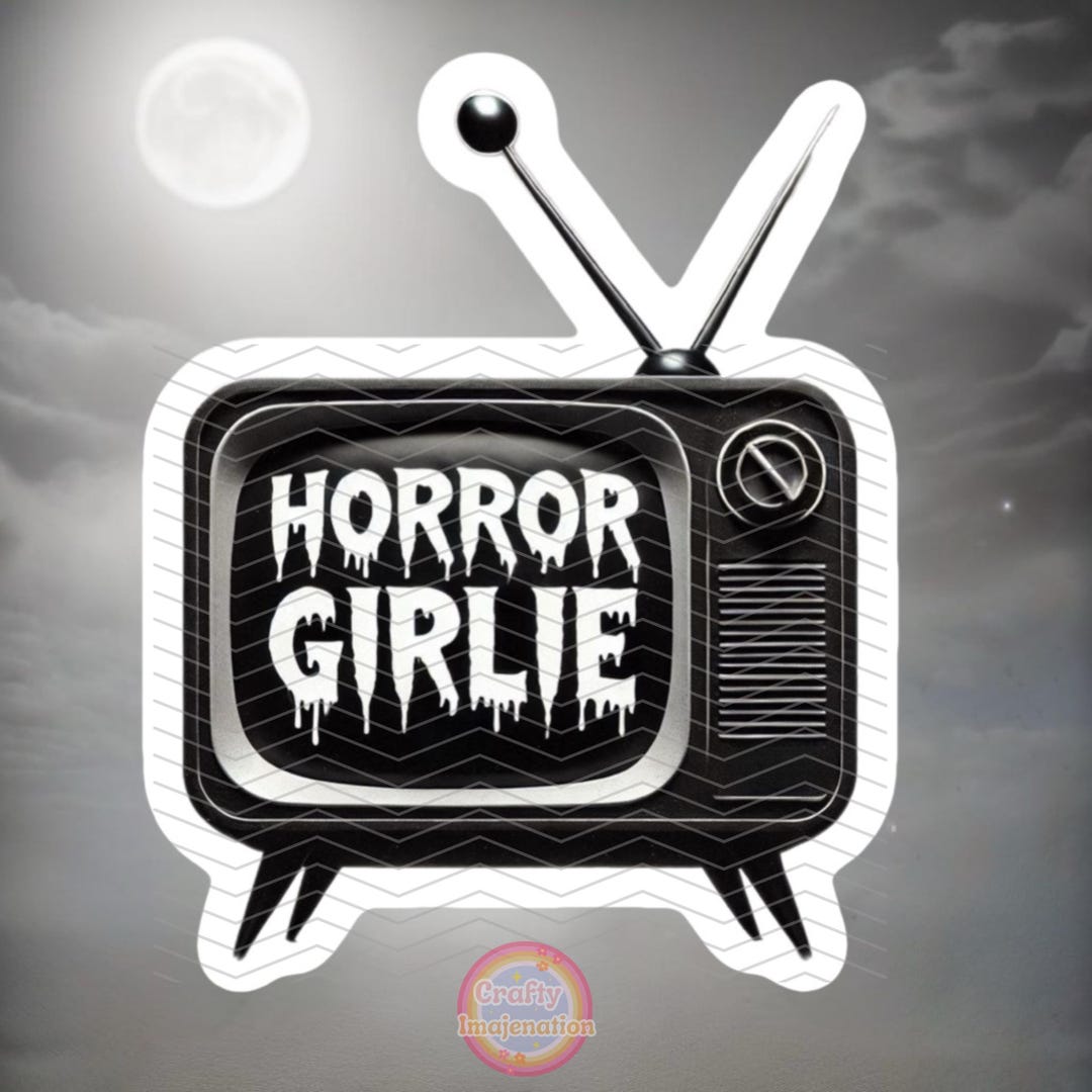 Horror Girlie Sticker, Goth Girlie Sticker, Gothic Sticker, Vintage TV ...