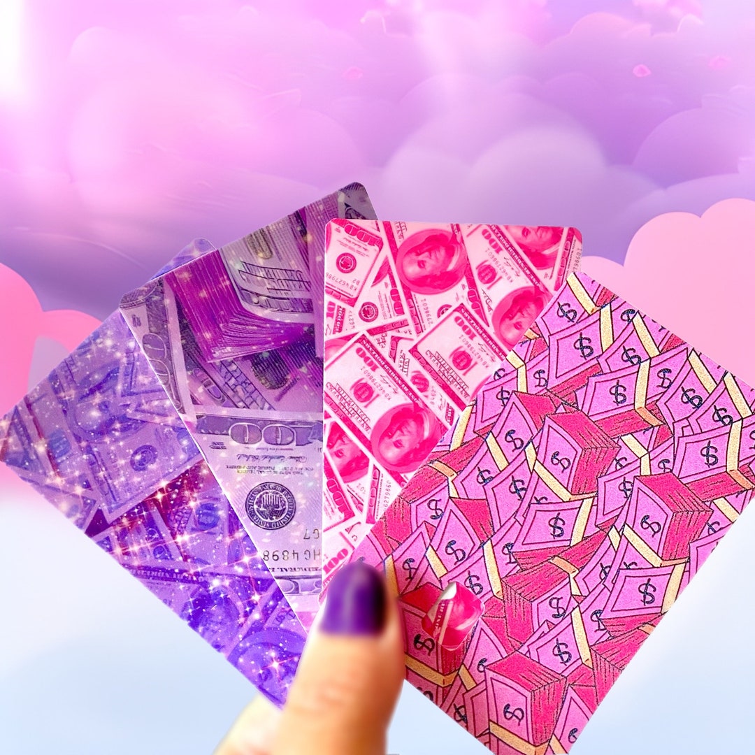 Purple Money Credit Debit Card Sticker, Pink Aesthetic Credit Card ...