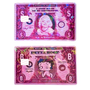 Pink Bills Credit Debit Card Sticker, Pink Aesthetic Credit Card ...