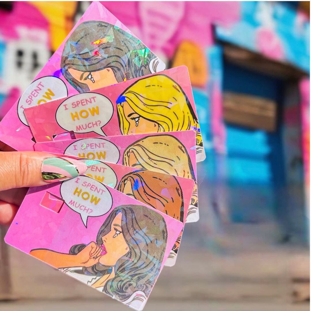 Pop Art Credit Debit Card Sticker, Pink Aesthetic Credit Card Sticker ...