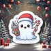 Christmas Candy Cane Ghost Sticker, Christmas Iced Coffee Ghost Sticker ...